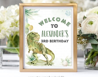 EDITABLE Three Rex Welcome Sign, Dinosaur Party Sign Decorations, Yard ...