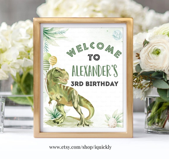 EDITABLE Three rex Welcome sign, Dinosaur Party Sign Decorations ...