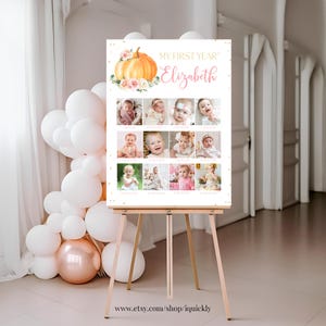 EDITABLE Pumpkin Time Capsule Sign and Card Floral Pink Girl Pumpkin ...