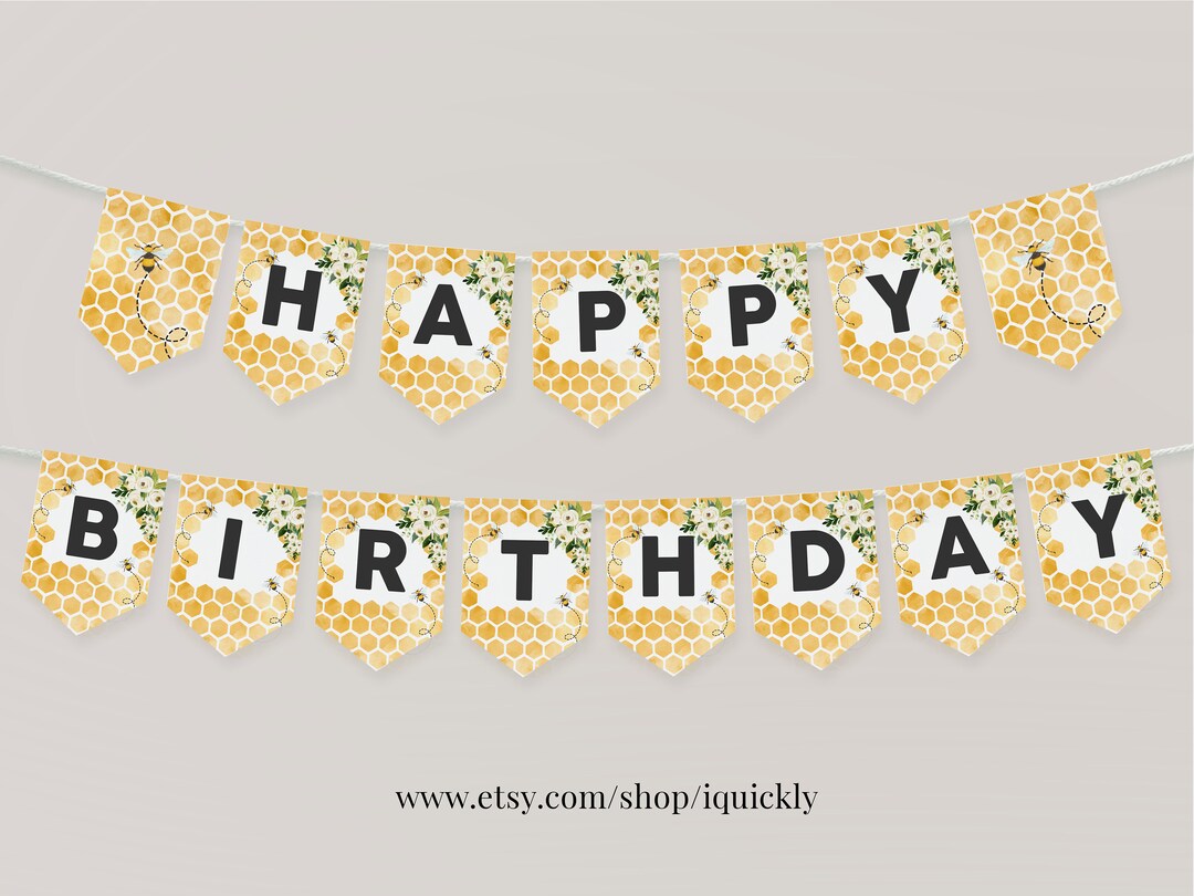 EDITABLE Bee Banner Birthday Honey Bee Party 1st Bunting Banner so ...