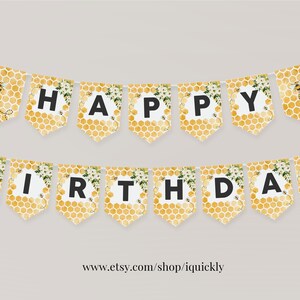EDITABLE Bee Banner Birthday Honey Bee Party 1st Bunting Banner so ...