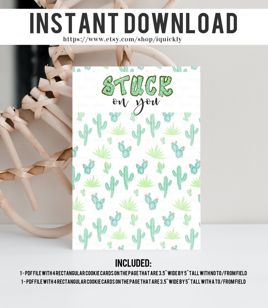 Printable Mini Cookie Card 3.5" X 5" Happy Valentine's Day Card Stuck ...