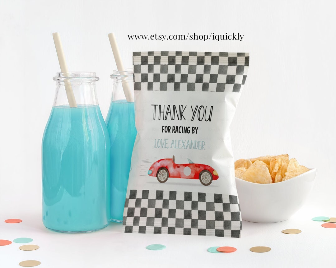 Editable Two Fast Bag Label Template Racecar Party Labels to Print on ...