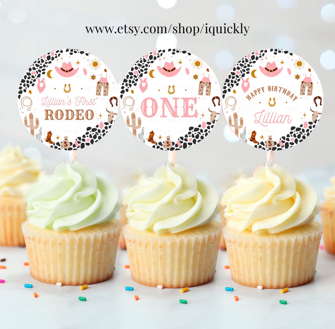 Editable My First Rodeo Birthday Cupcake Toppers Cowboy Party - Etsy