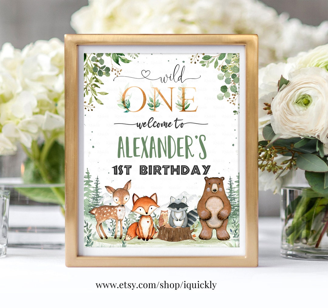 EDITABLE Woodland Welcome Sign, Woodland Birthday Sign Decorations Wild ...