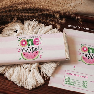 EDITABLE Watermelon Candy Bar Wrapper Chocolate Wrappers One in a Melon ...