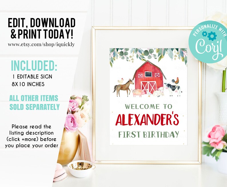 Editable Farm Party Decorations Barnyard Party Package | Etsy