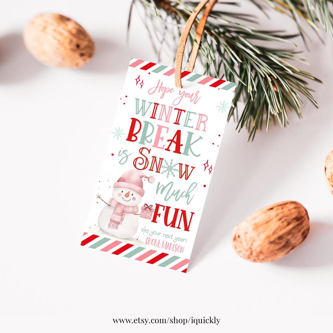 Hope Your Winter Break is Snow Much Fun Gift Tag From Teacher or ...