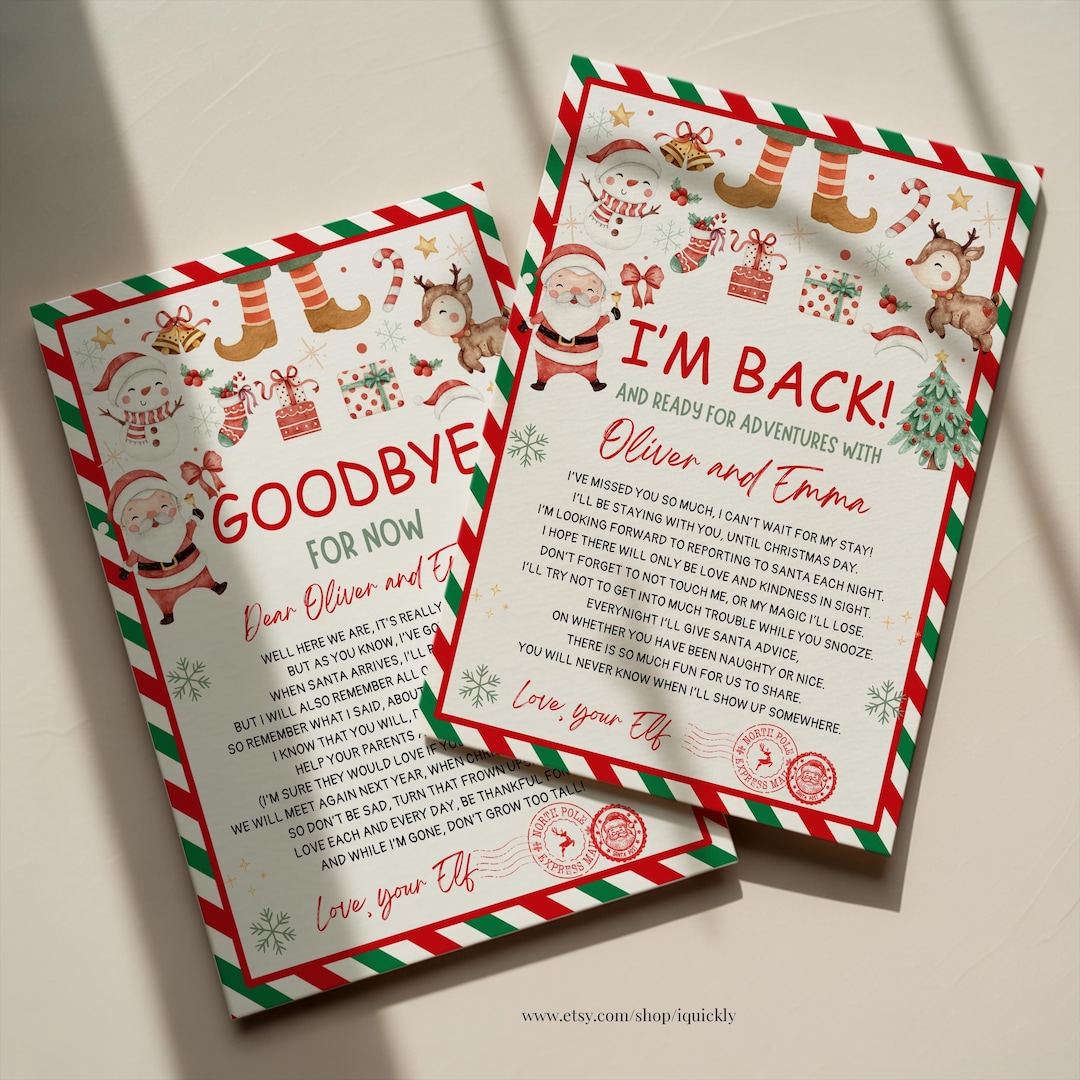 Elf Arrival Letter Departure Letter Printable, Hello and Goodbye Elf ...
