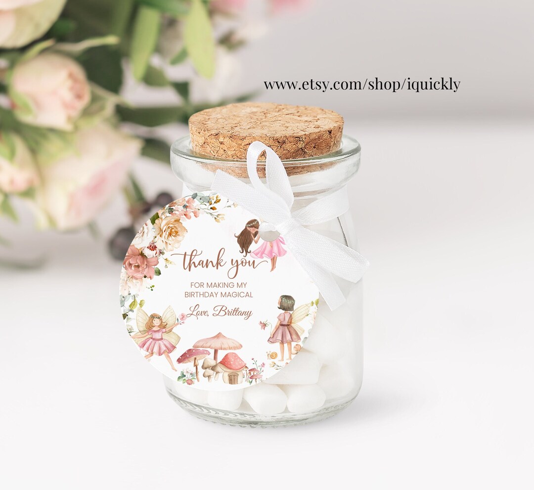 EDITABLE Fairy Favor Tags Girl Fairies 1st Birthday Thank You Garden ...