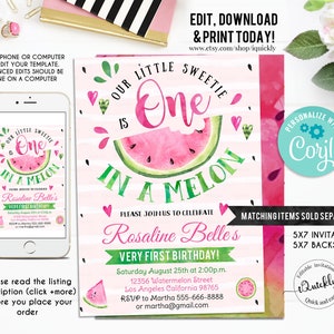 EDITABLE Watermelon Thank You Card Photo, One in a Melon Note Card ...