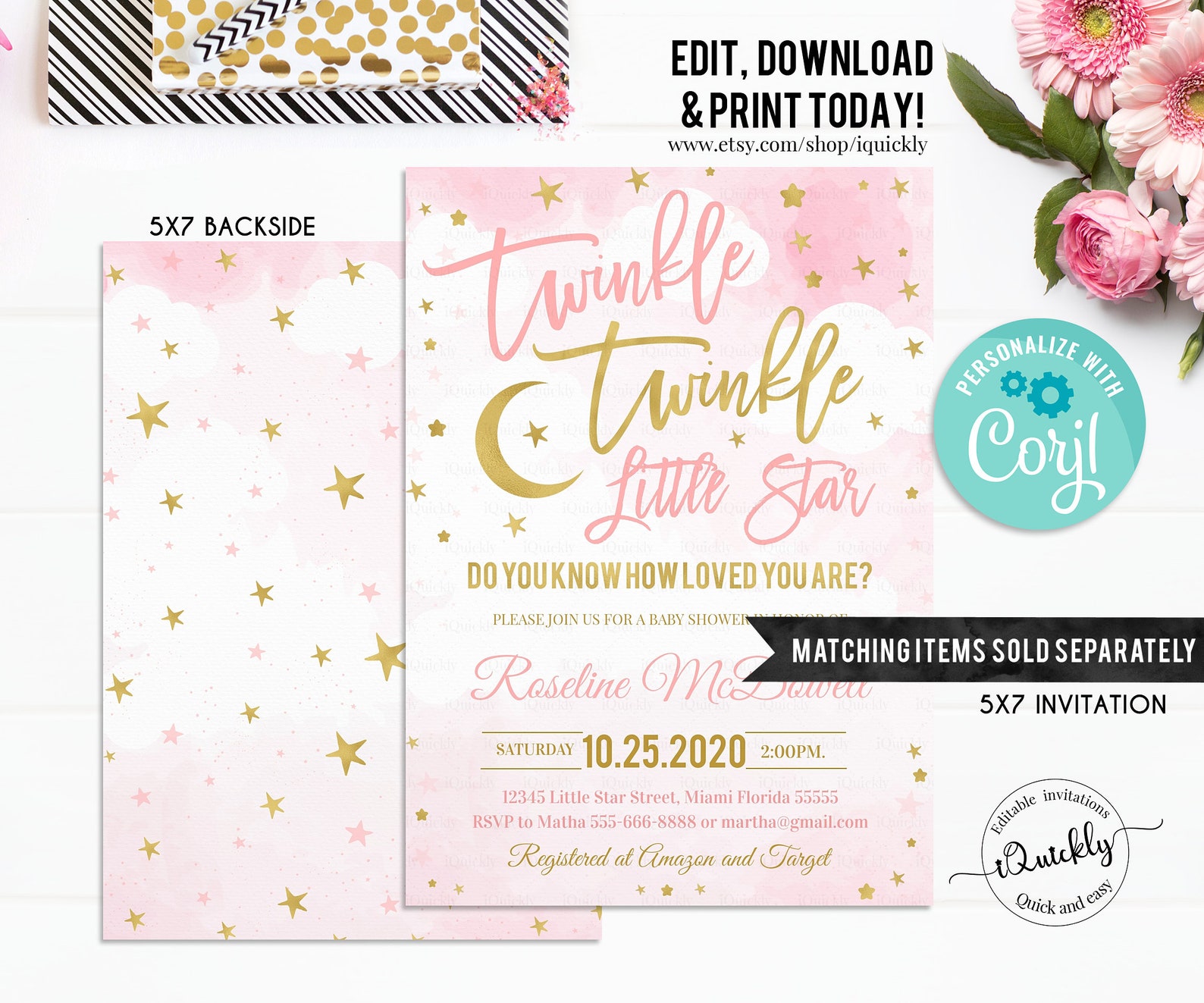EDITABLE Twinkle Twinkle Little Star Bottle Label, Water Labels ...