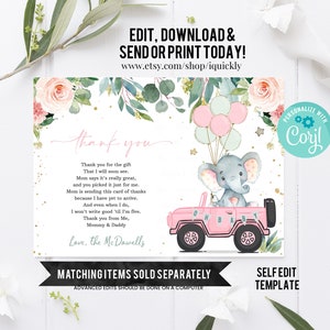 Editable Drive by Baby Shower Favor Tag Elephant Drive Through Gift Tag ...