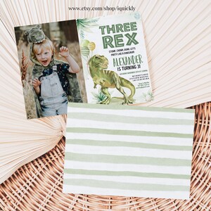 Editable Three Rex Invitation Boy, Dinosaur Birthday Invitation,three ...