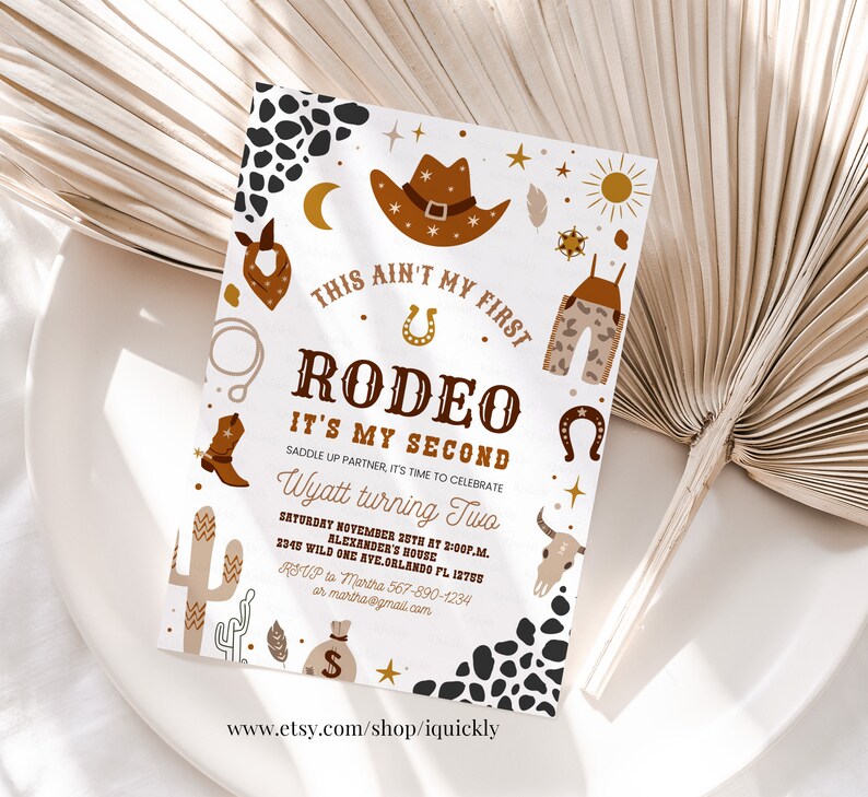 Editable My Second Rodeo Invitation Cowboy Birthday Invite - Etsy