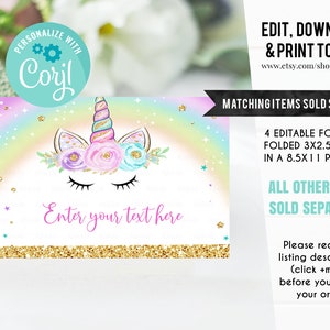 Unicorn 1st Birthday Poster, EDITABLE Rainbow Milestone Birthday Poster ...