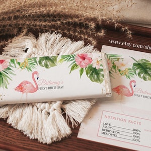 Editable Flamingo Birthday Party Favor Tropical Box Label Printables ...