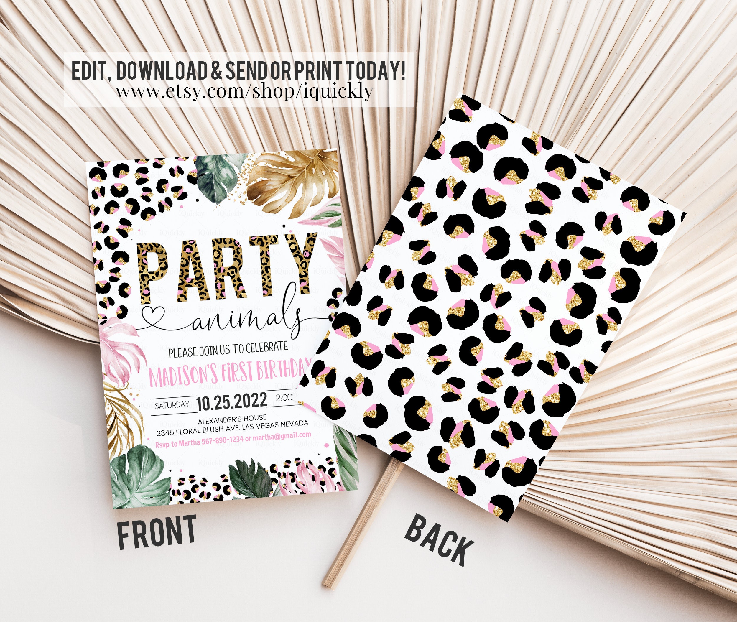 Editable Party Animals Birthday Invitation Leopard Print - Etsy