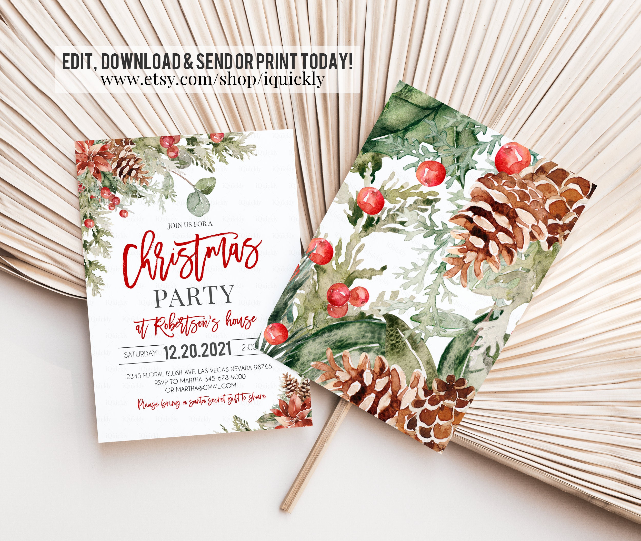 Christmas Party Invitation Christmas Party Invite Christmas - Etsy