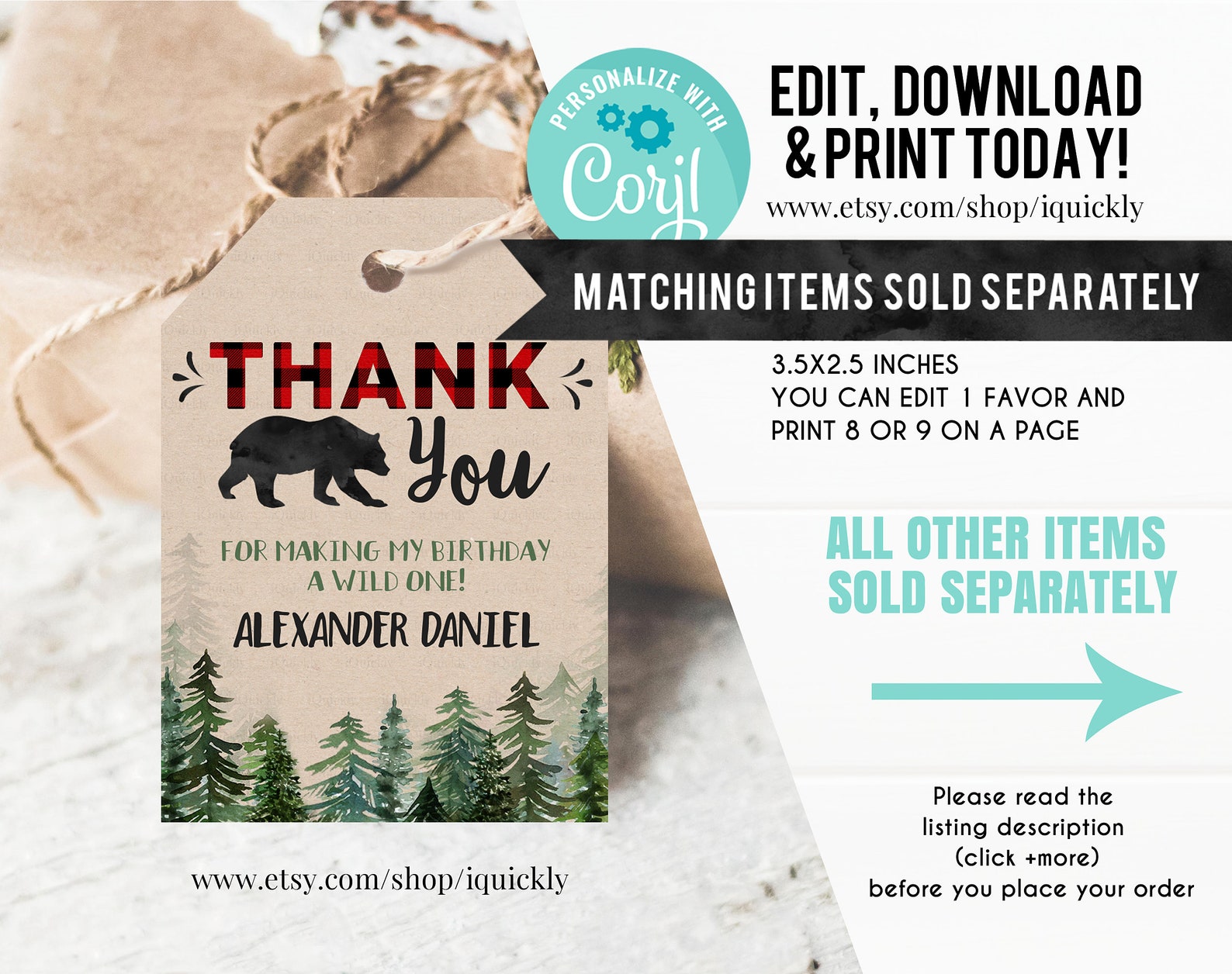 EDITABLE Lumberjack Food Tags Buffet Label Wild One Tent - Etsy