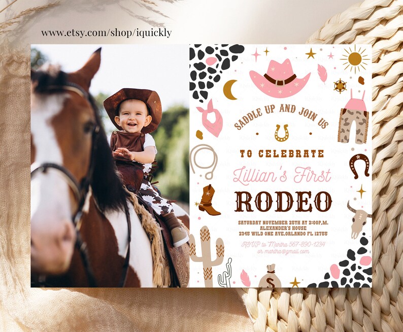 Editable My First Rodeo Invitation Cowgirl Birthday Invite - Etsy