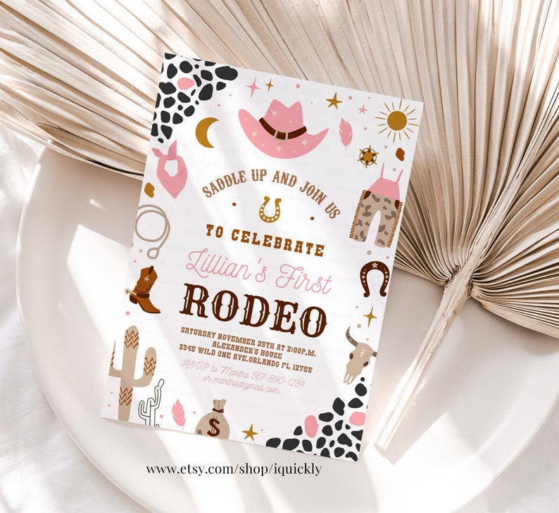 Editable My First Rodeo Invitation Cowgirl Birthday Invite Wild West ...
