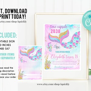 Editable Mermaid Birthday Favor Tags, Mermaid Thank You Tags, Under the ...