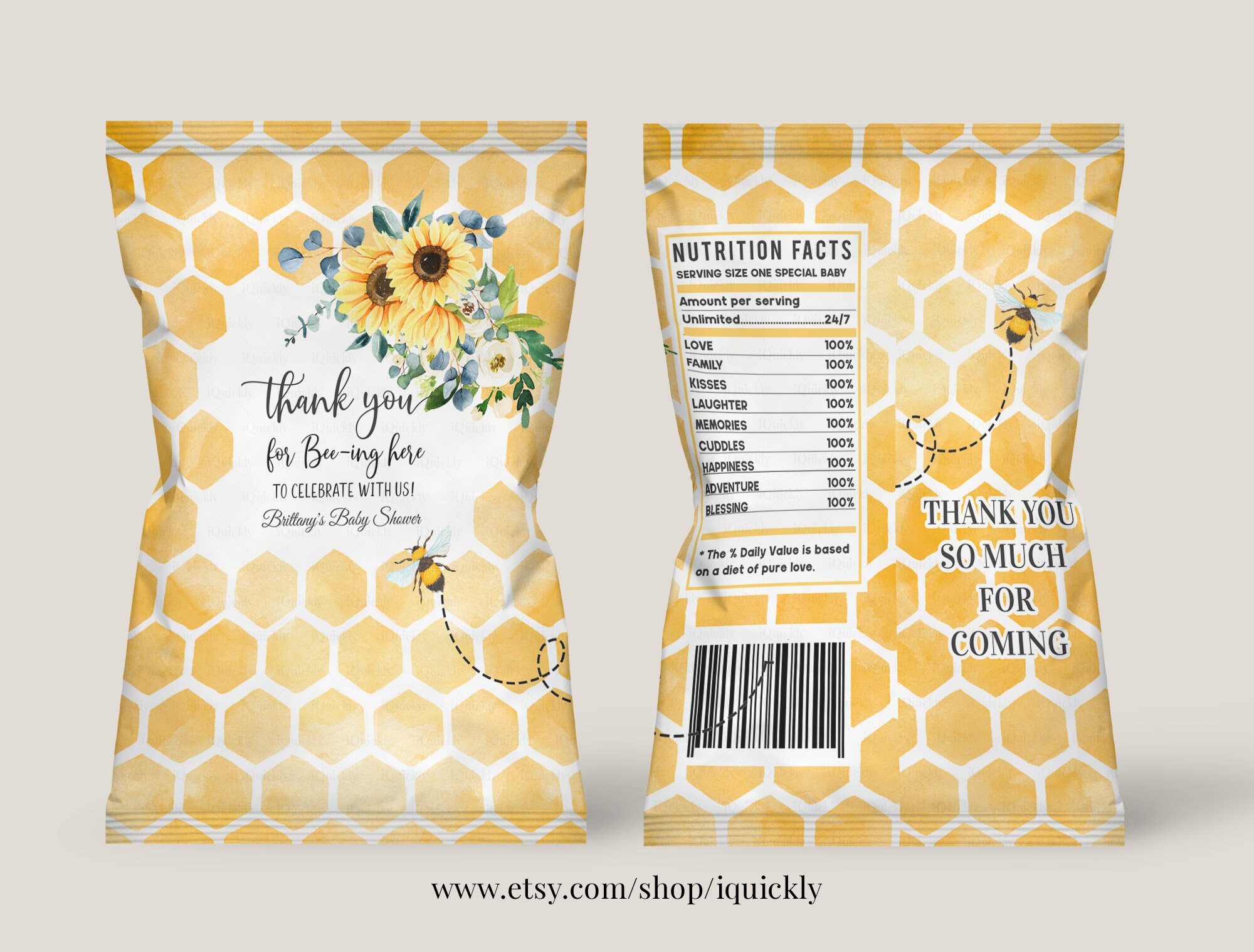 Editable Bee Chip Bag Label Template What Will Baby Bee Labels Sized to ...