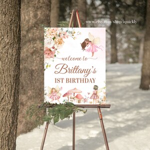 Editable Fairy Welcome Sign Girl Wildflower Sign Garden Floral Welcome ...