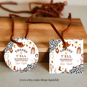 Editable My First Rodeo Birthday Favor Tags Cowboy 1st Birthday Thank ...