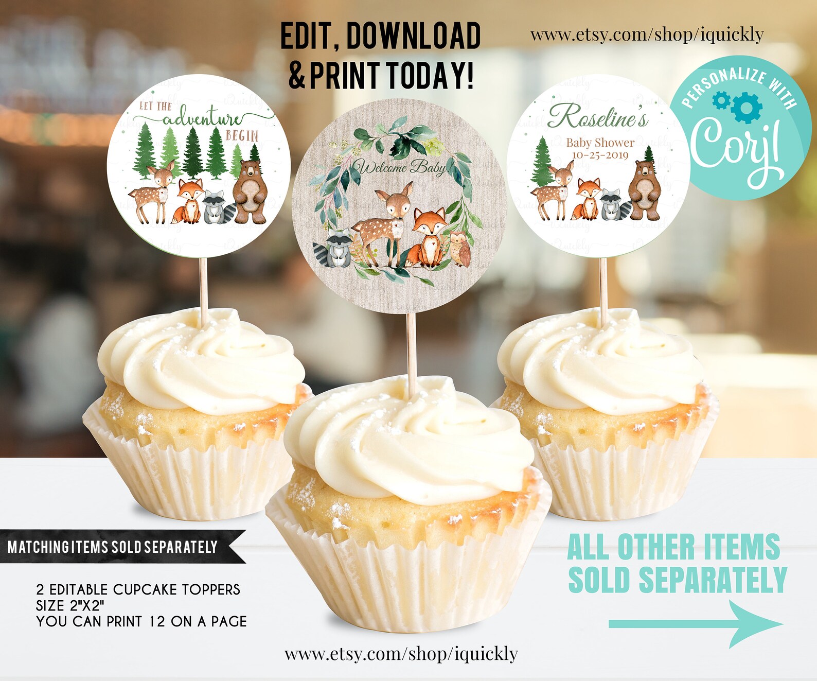 EDITABLE Woodland Display Shower Insert Card, Display Shower Tags ...