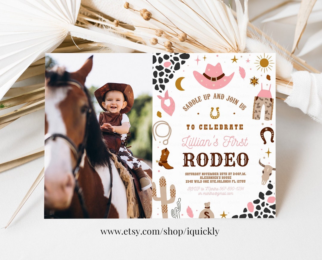 Editable My First Rodeo Invitation Cowgirl Birthday Invite Wild West ...