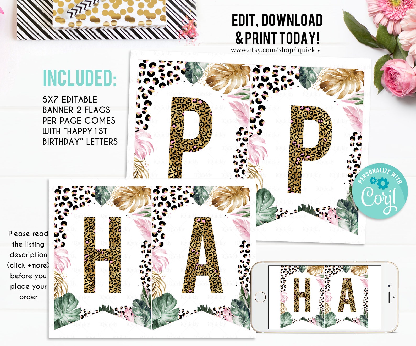 Editable Leopard Print Party Decorations Girl Two Wild Party - Etsy