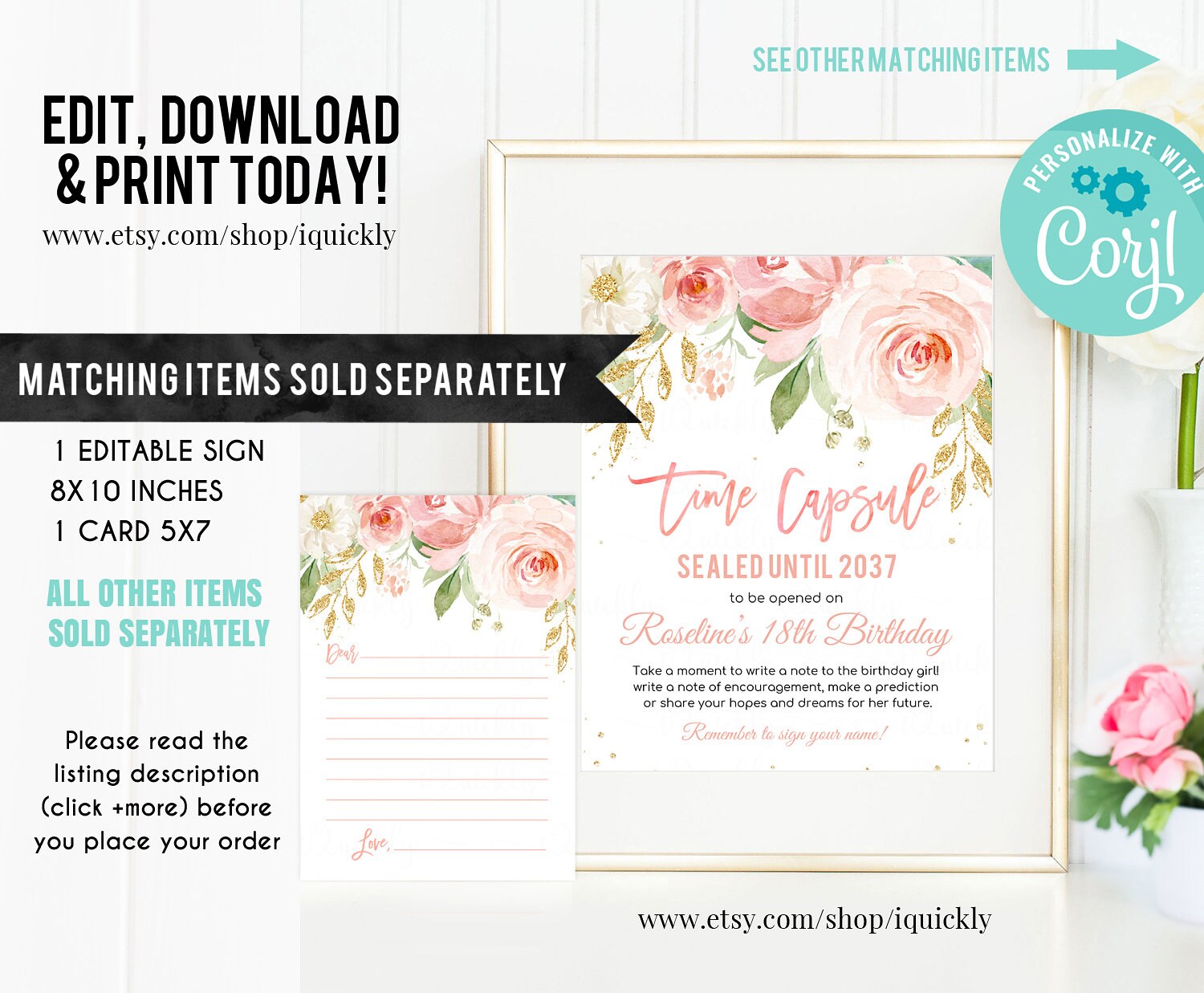 Floral Blush Milestone Birthday Poster, EDITABLE First Birthday ...