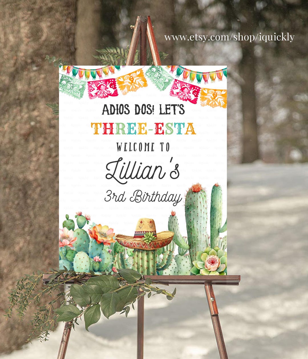 EDITABLE Fiesta Birthday Party Signs, Three Esta Welcome Sign ...