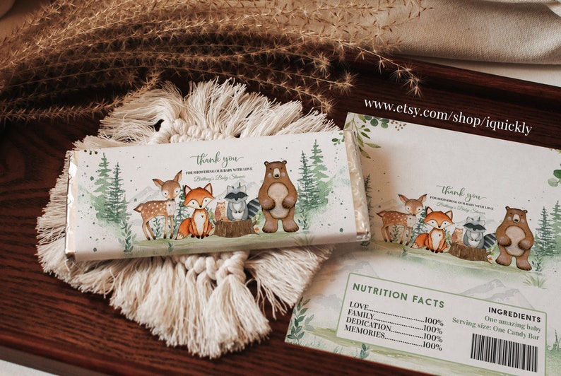 EDITABLE Woodland Candy Bar Wrapper Chocolate Bar Wrappers Woodland ...