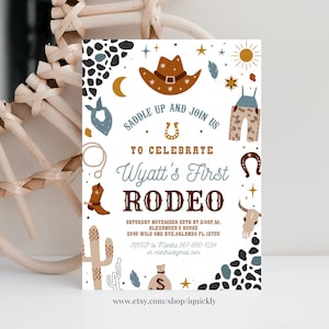 Editable My First Rodeo Party Decorations Cowboy Package Birthday Wild ...