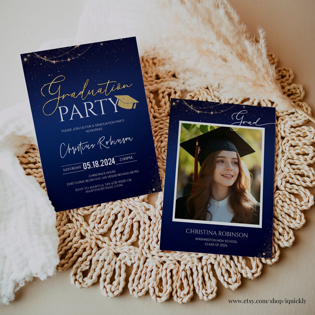 Graduation Invitation Editable Grad Party Invite Announcement Modern ...