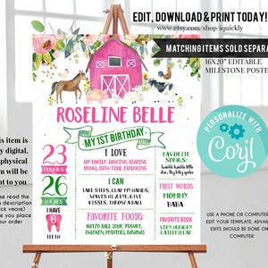 Editable Farm Birthday Cupcake Toppers, Girl Barn Party, Digital, Farm ...