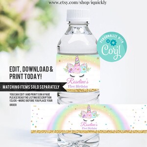 EDITABLE Unicorn Favor Tags, Thank You Tags, Gift Tags, Unicorn Party ...