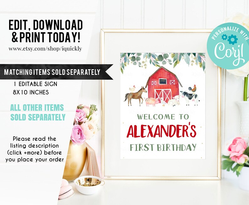 EDITABLE Farm Bottle Label Water Labels Printable 1st - Etsy