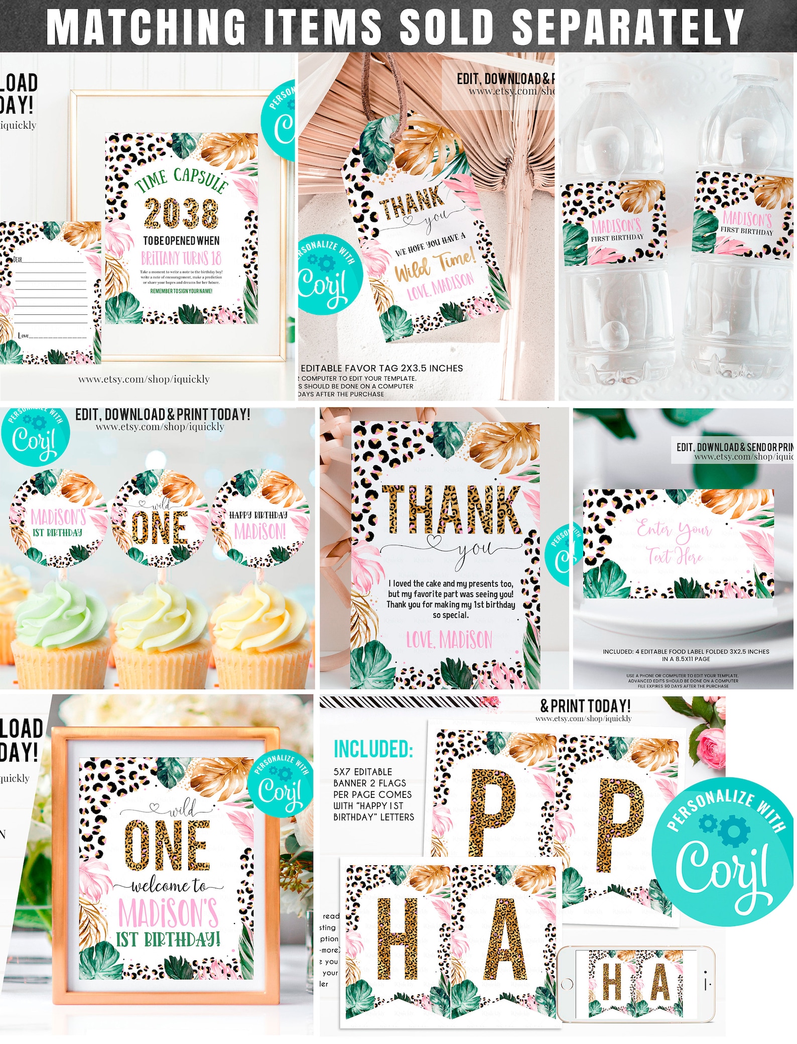 Editable Safari Leopard Print Food Labels Wild Child Jungle Animals ...