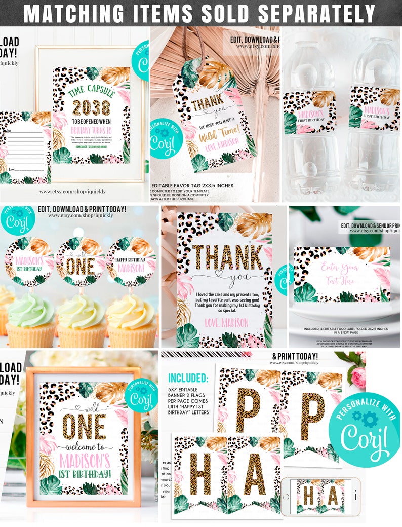 Editable Safari Leopard Print Food Labels Wild Child Jungle - Etsy