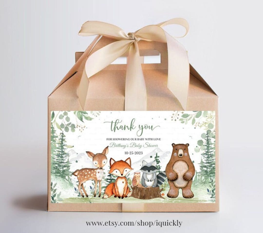 Editable Woodland Box Label Printables Woodland Animals Baby Shower ...