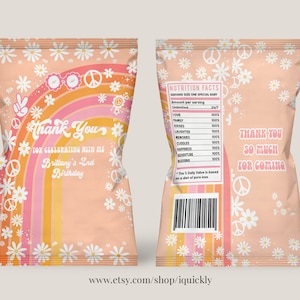 EDITABLE Groovy Food Tags Daisy Buffet Label Hippie Tent Card 70's ...