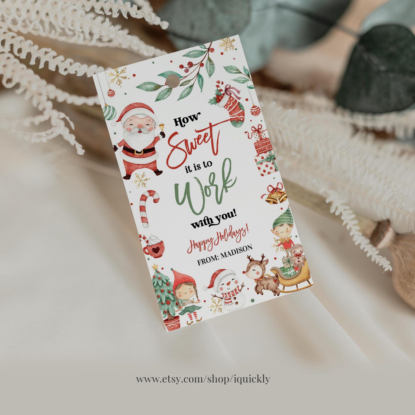 Christmas Coworker Gift Tags Editable How Sweet It is to Work With You ...