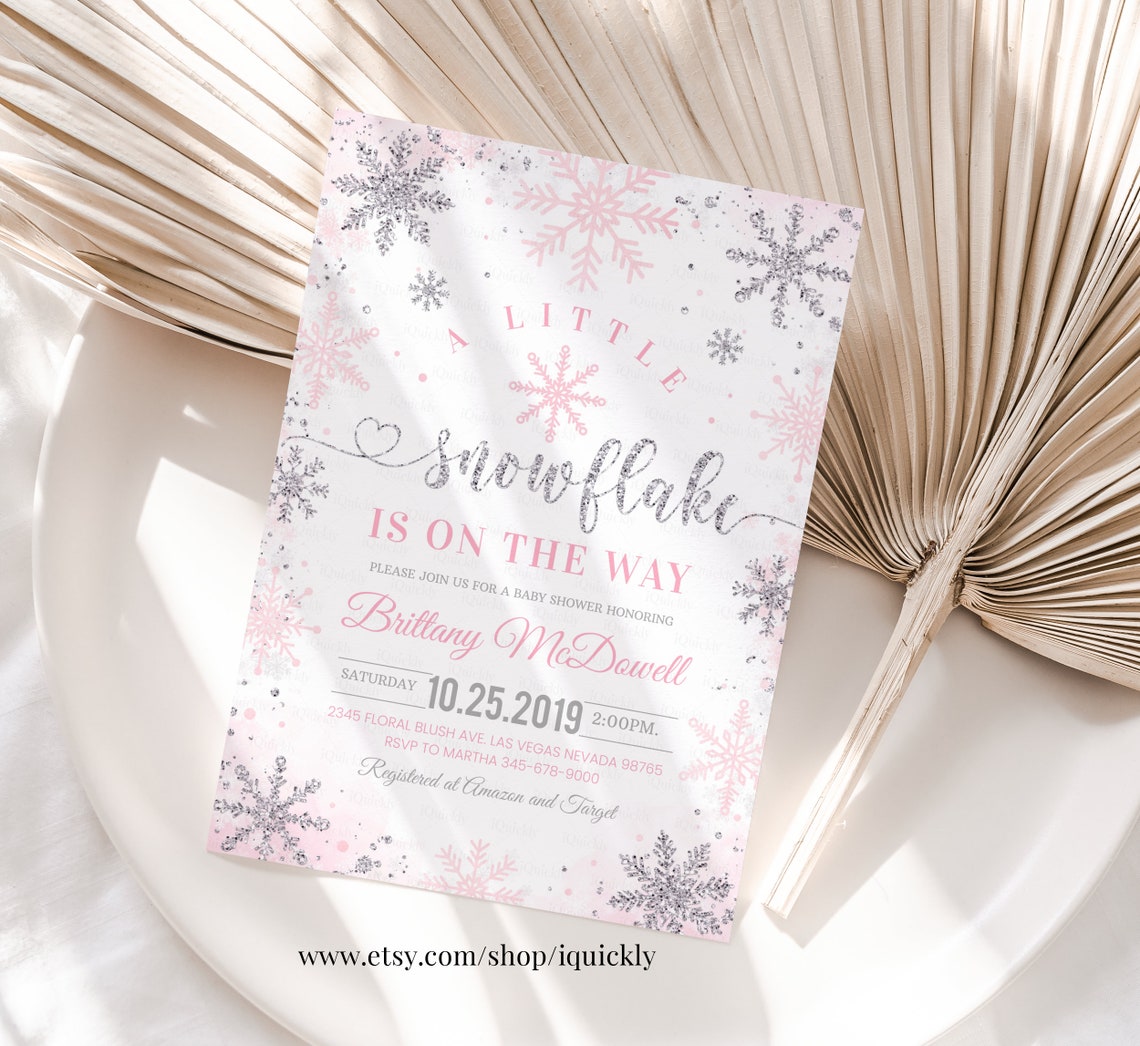 Editable Snowflake Baby Shower Invitation A Little Snowflake - Etsy