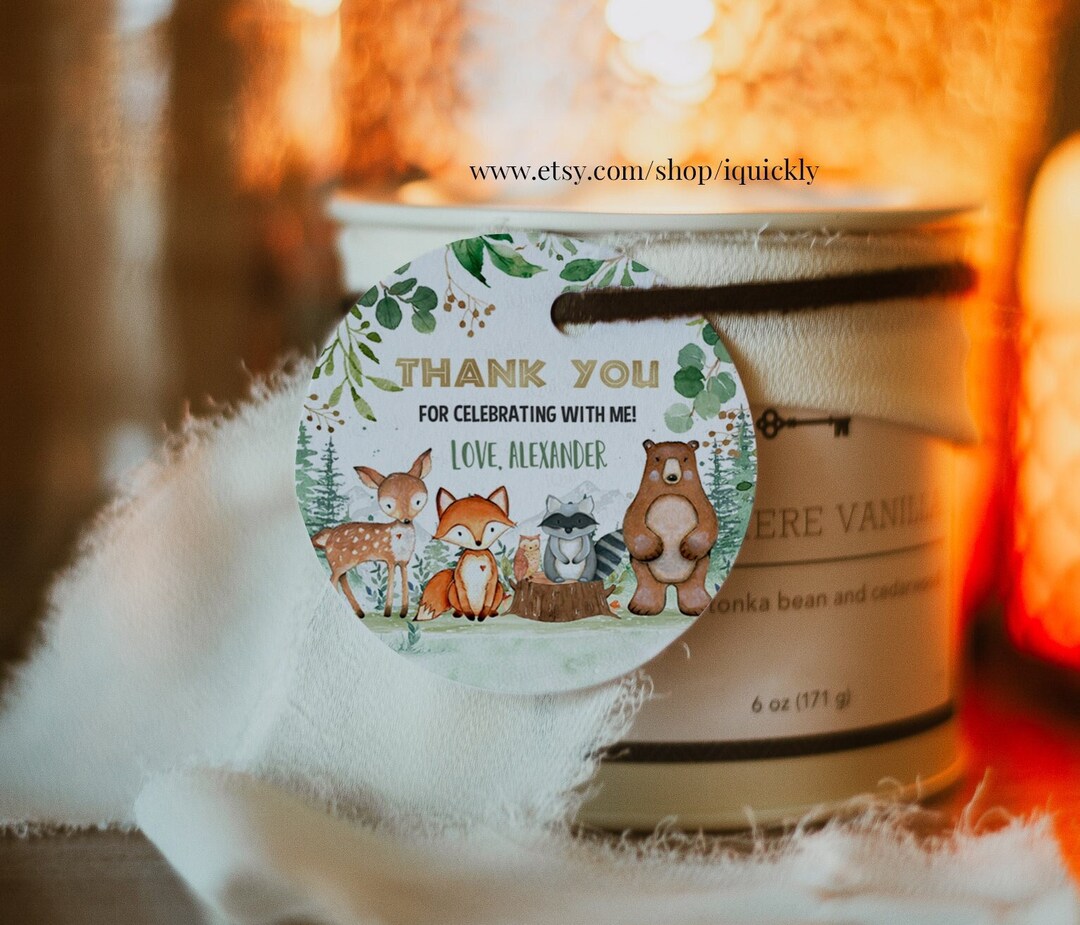 EDITABLE Woodland Party Favors,wild One Favor Tags, Woodland Animals ...