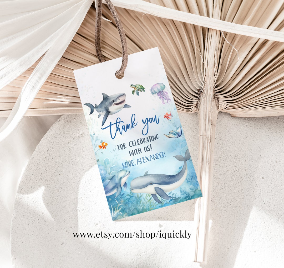 Editable Under the Sea Birthday Favor Tags Oneder the Sea Thank You ...