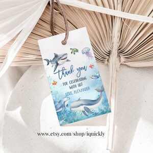 Editable Under the Sea Birthday Favor Tags Oneder the Sea Thank You ...